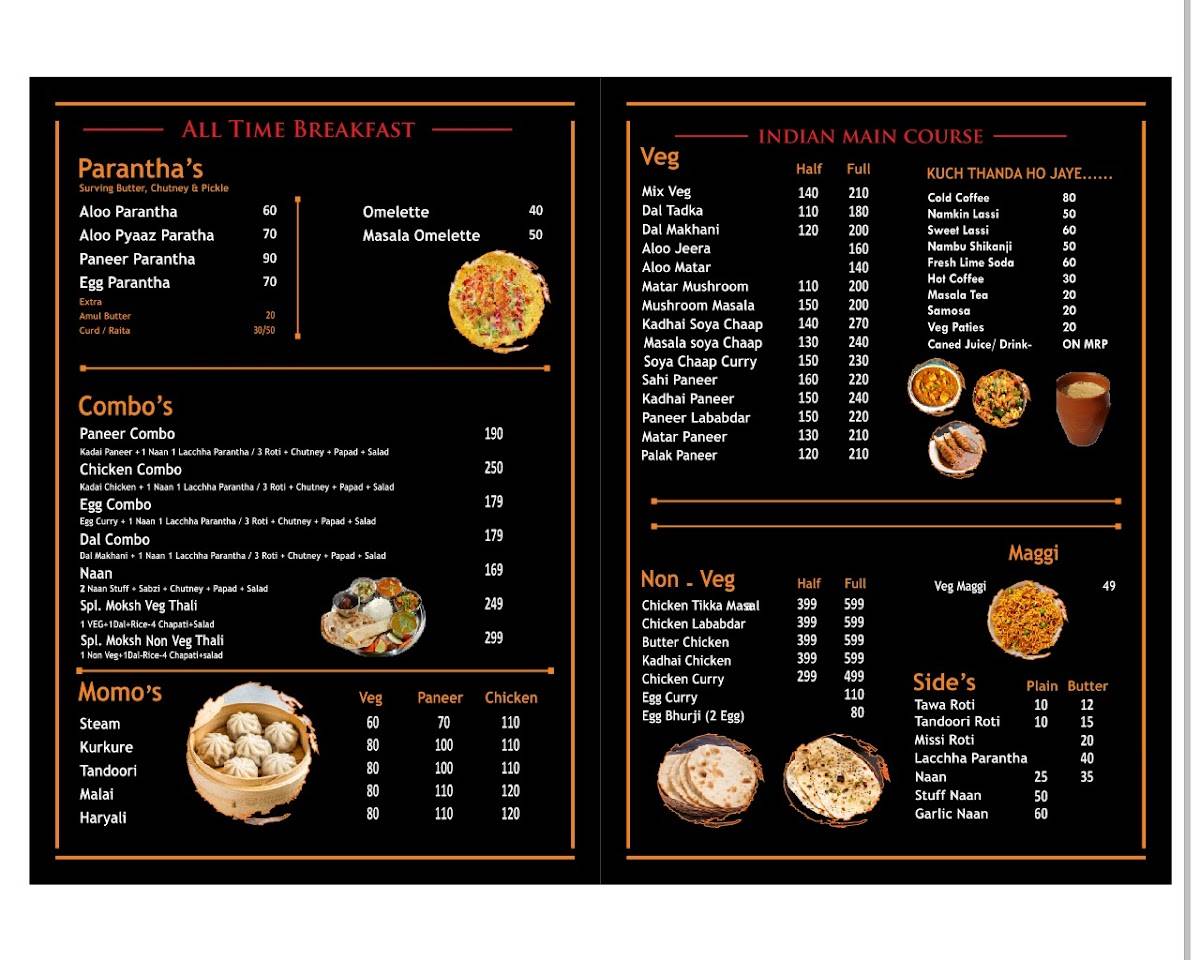 Menu at Moksh restaurant, Gurugram