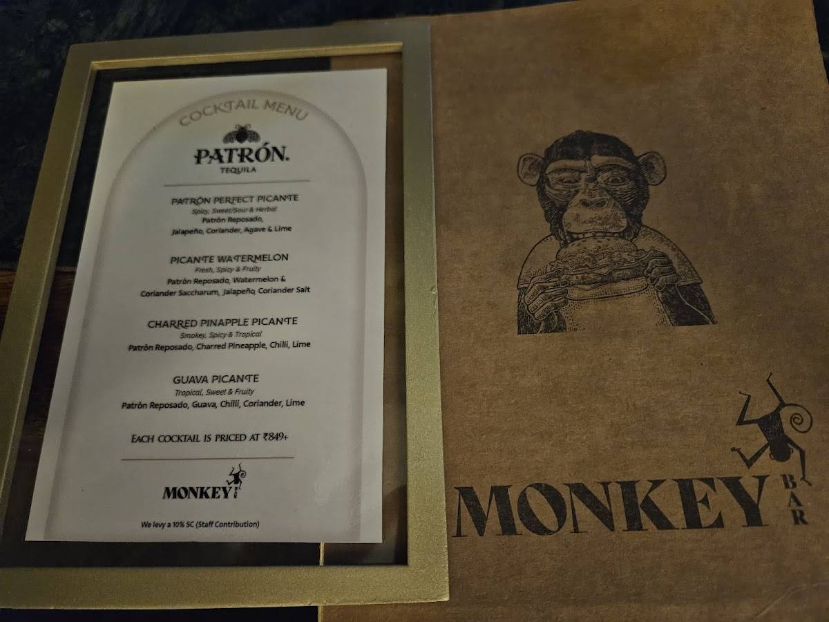 Menu at Monkey Bar, Bengaluru, No.1 First Floor