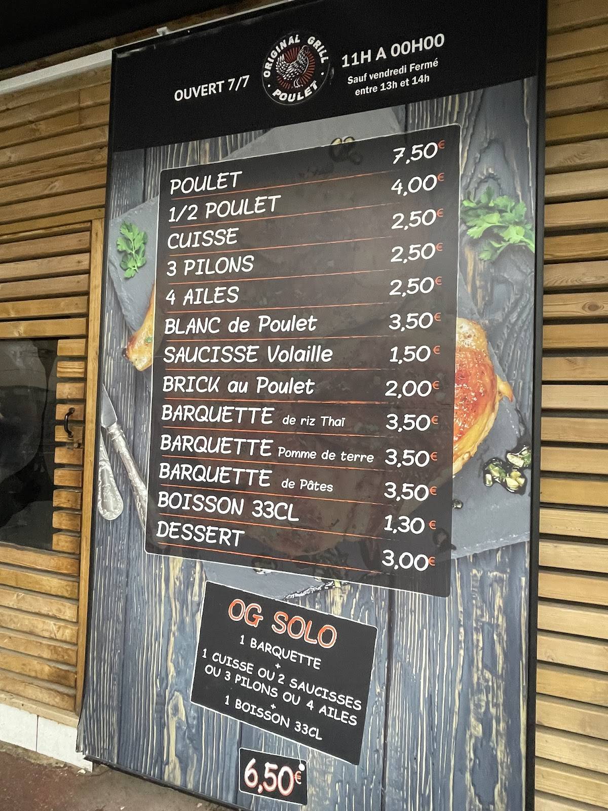 Menu au Original Grill Poulet restaurant, Montrouge, 122 Av. Verdier