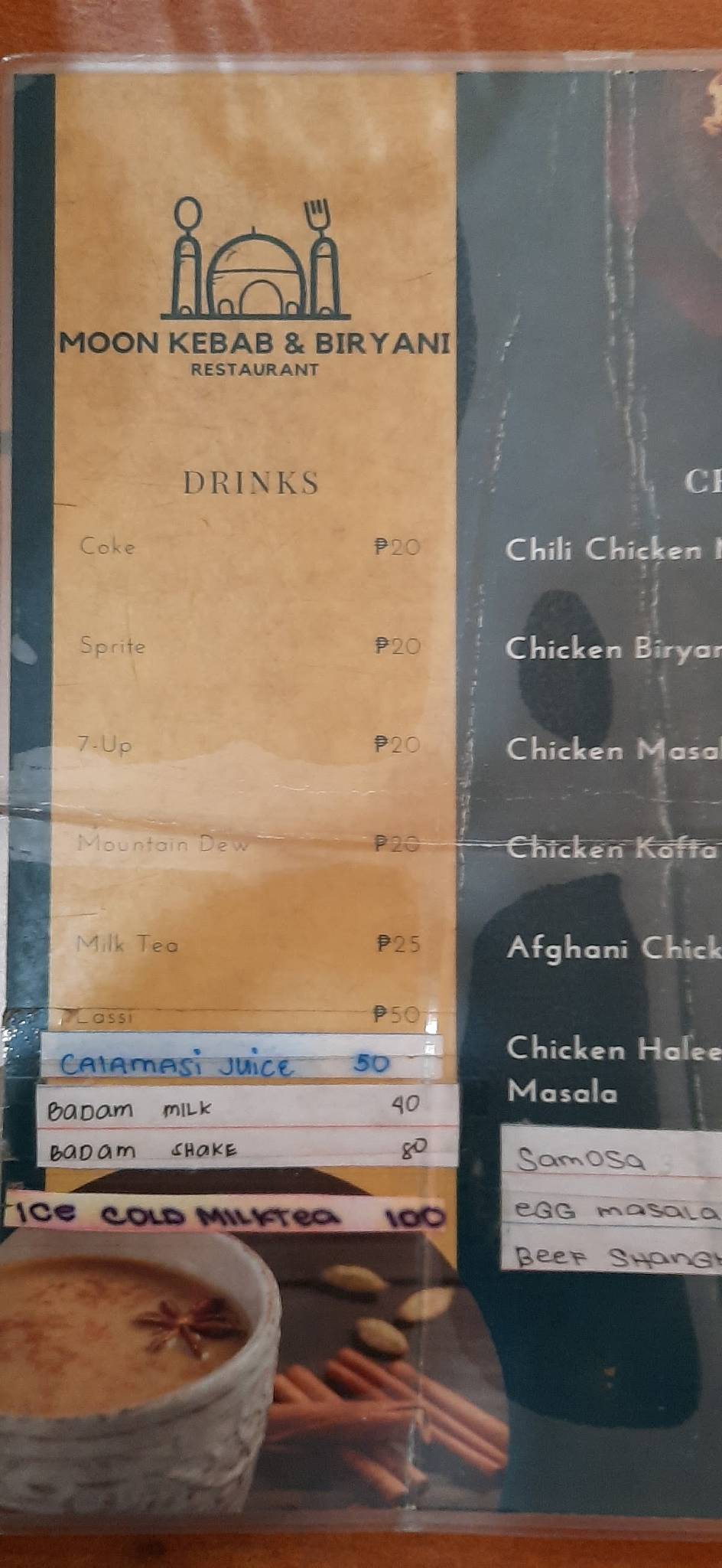 Menu at Moon Kebab & Biryani Restaurant, Parañaque