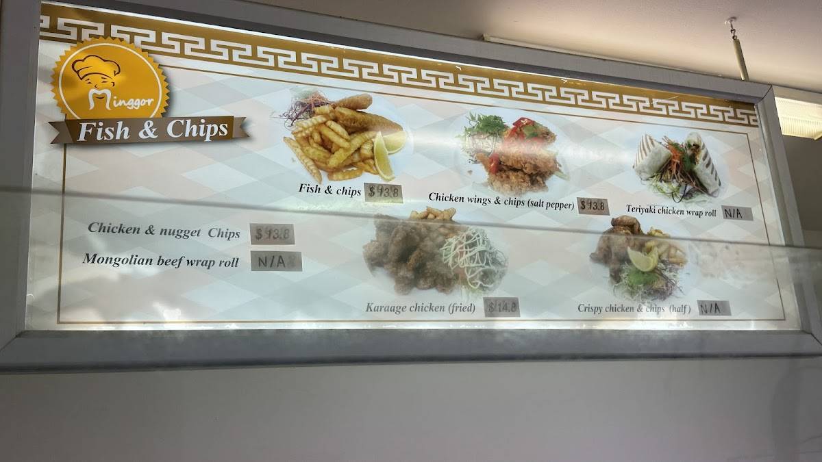 Menu at Minggor Take-Away restaurant, Moonah