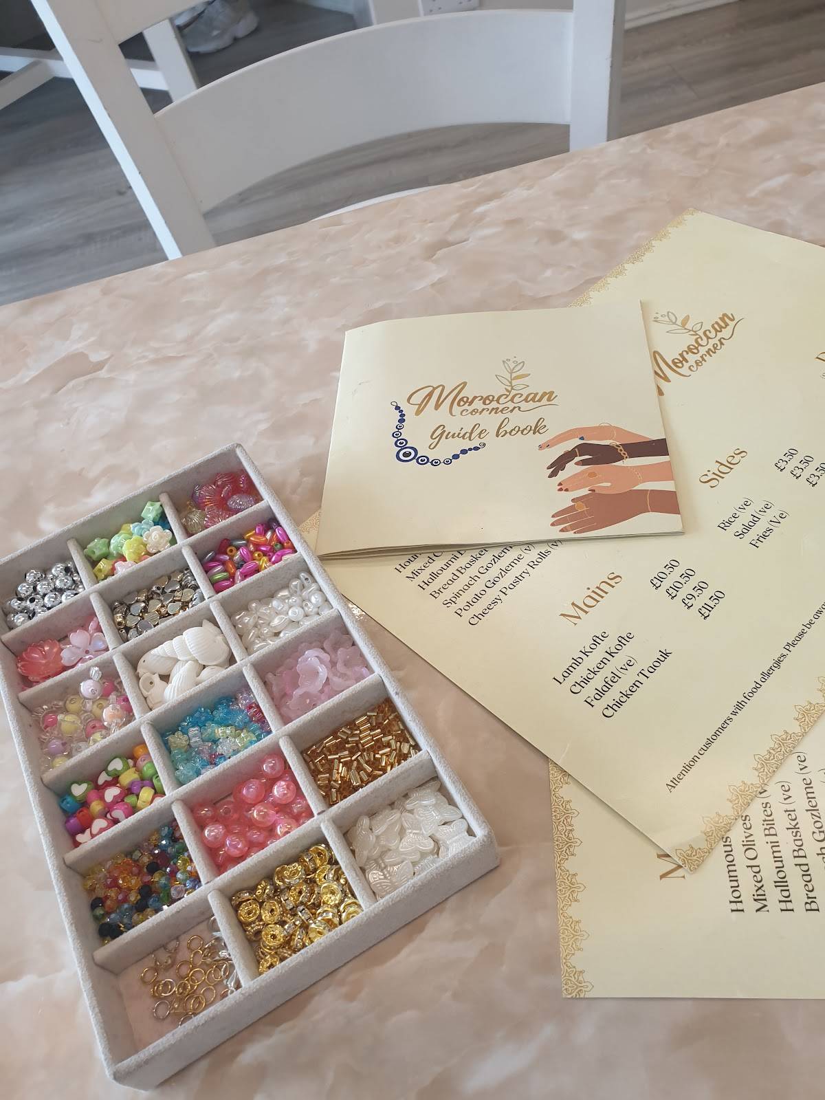 Menu at Moroccan Corner cafe, London