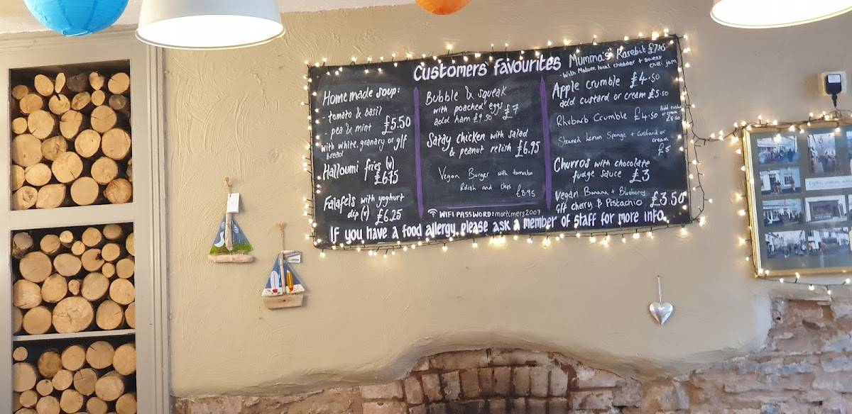 Menu at Mortimers cafe, Dulverton