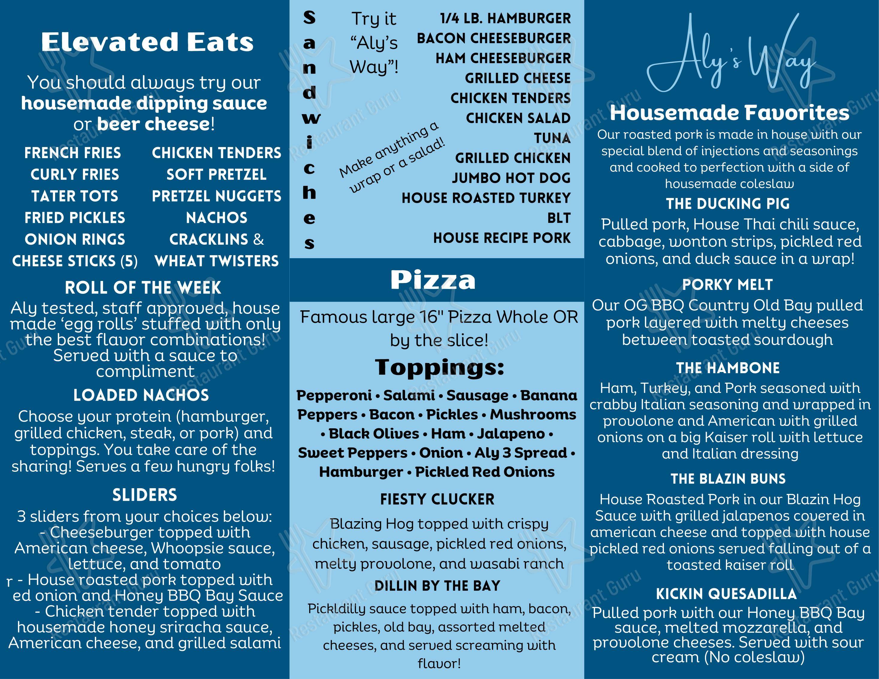 Menu at Mount Airy Bowling Lanes restaurant, Mount Airy