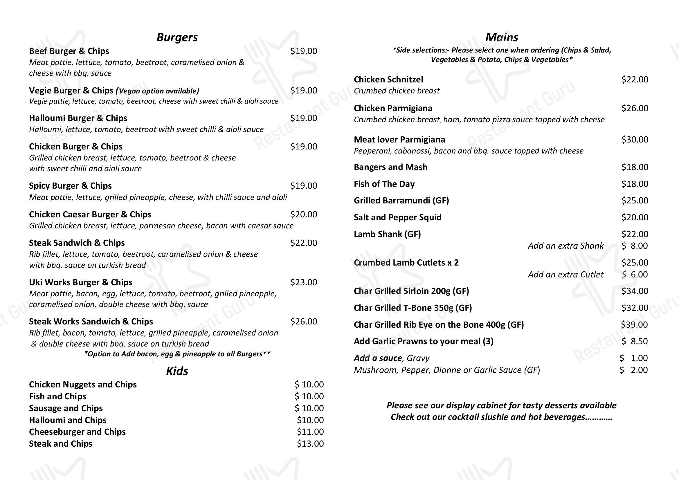 Menu at Mount Warning Hotel pub & bar, Uki