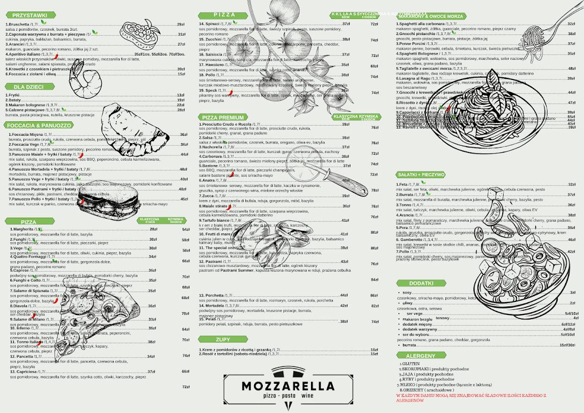 Menu at Mozzarella 2.0 restaurant, Trzebnica