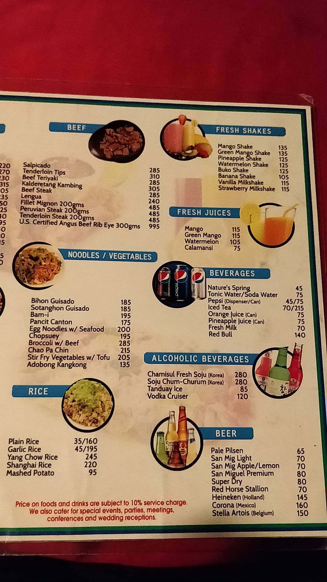 Menu at Mr. A Bar & Restaurant, Cebu City