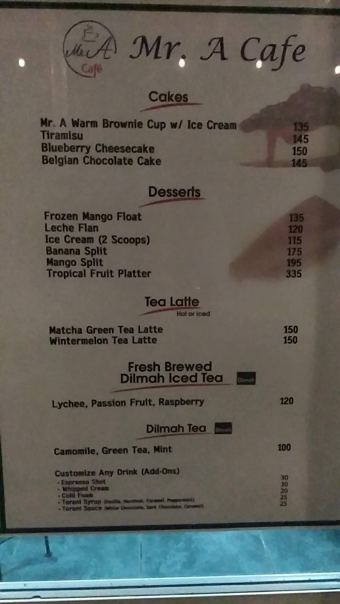 Menu at Mr. A Bar & Restaurant, Cebu City