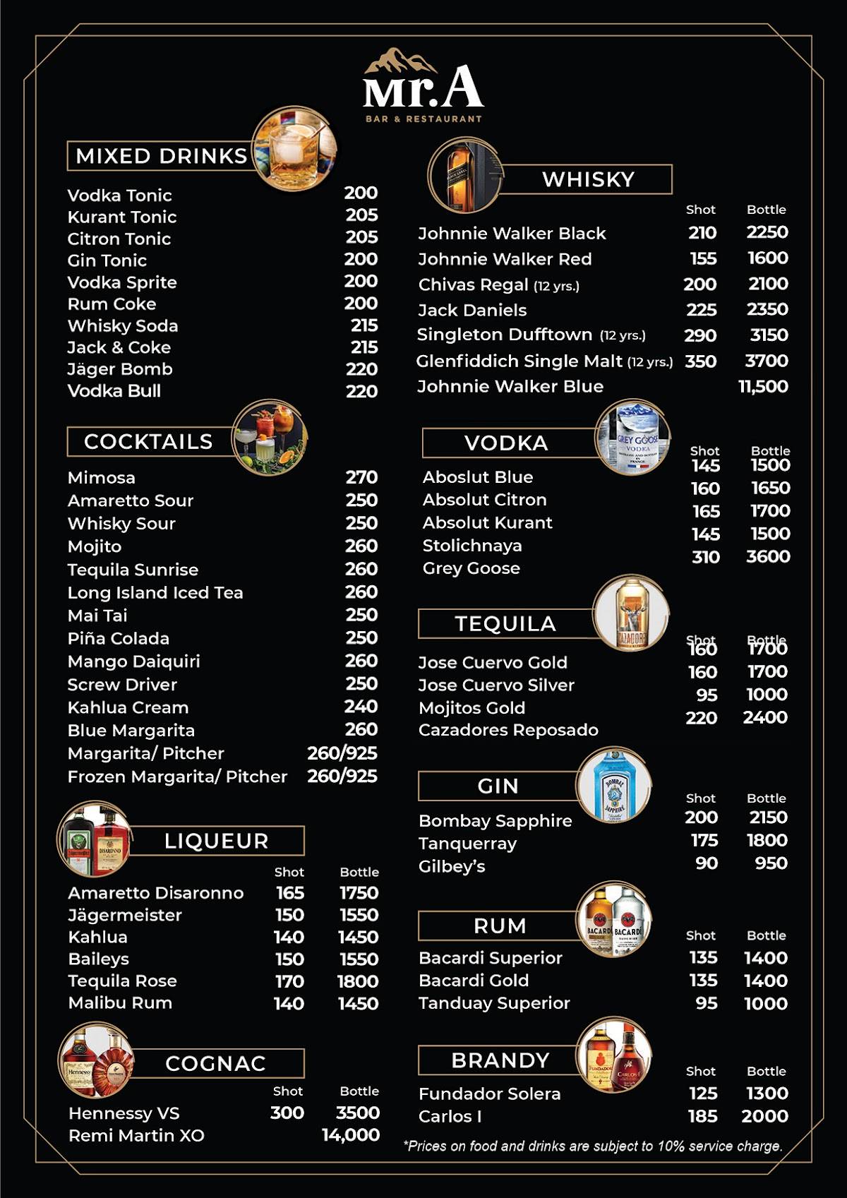 Menu at Mr. A Bar & Restaurant, Cebu City