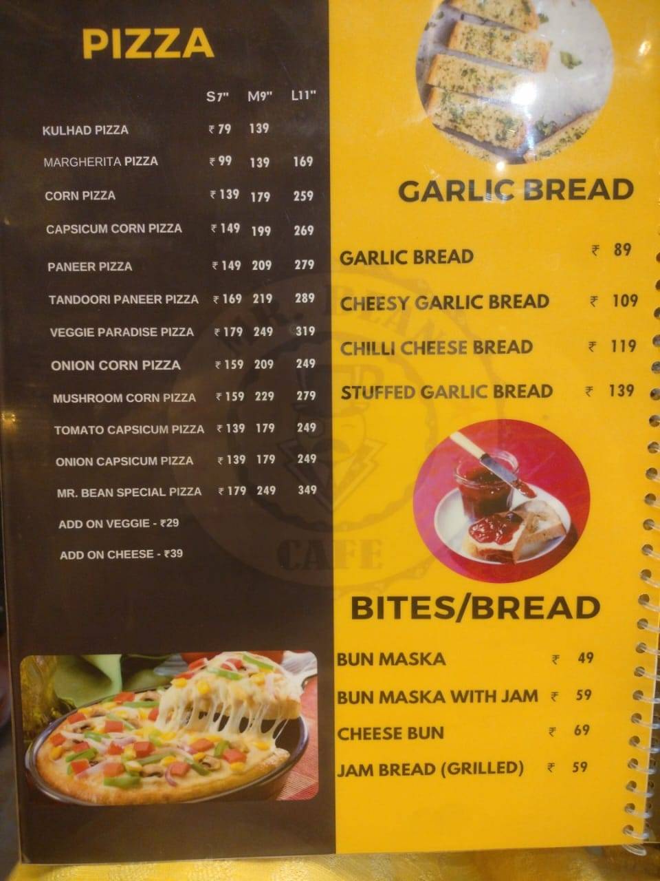 Menu at Mr. Bean cafe and restro, Allahabad