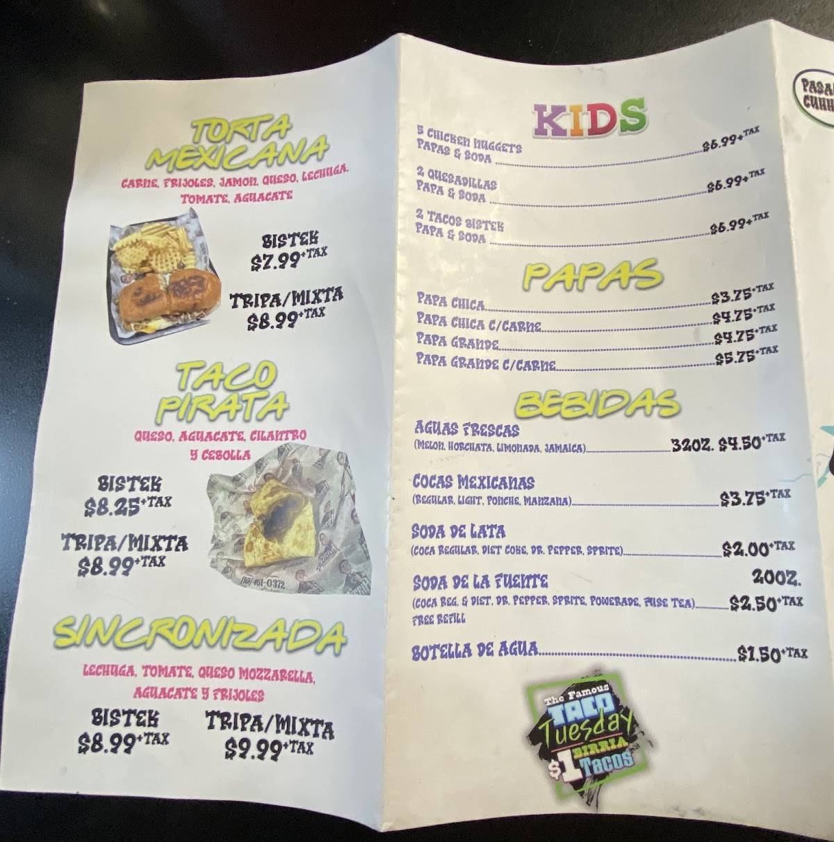 Carta del restaurante Mr. Birria: Tacos y mas, Weslaco