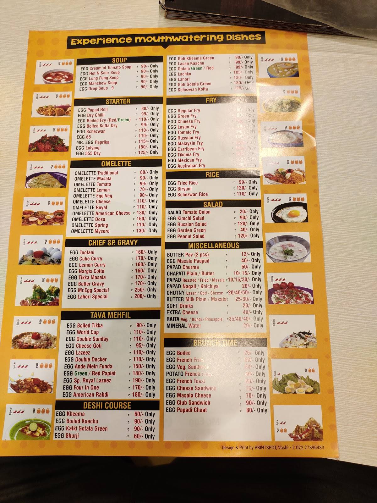 Menu at Mr Egg, Navi Mumbai