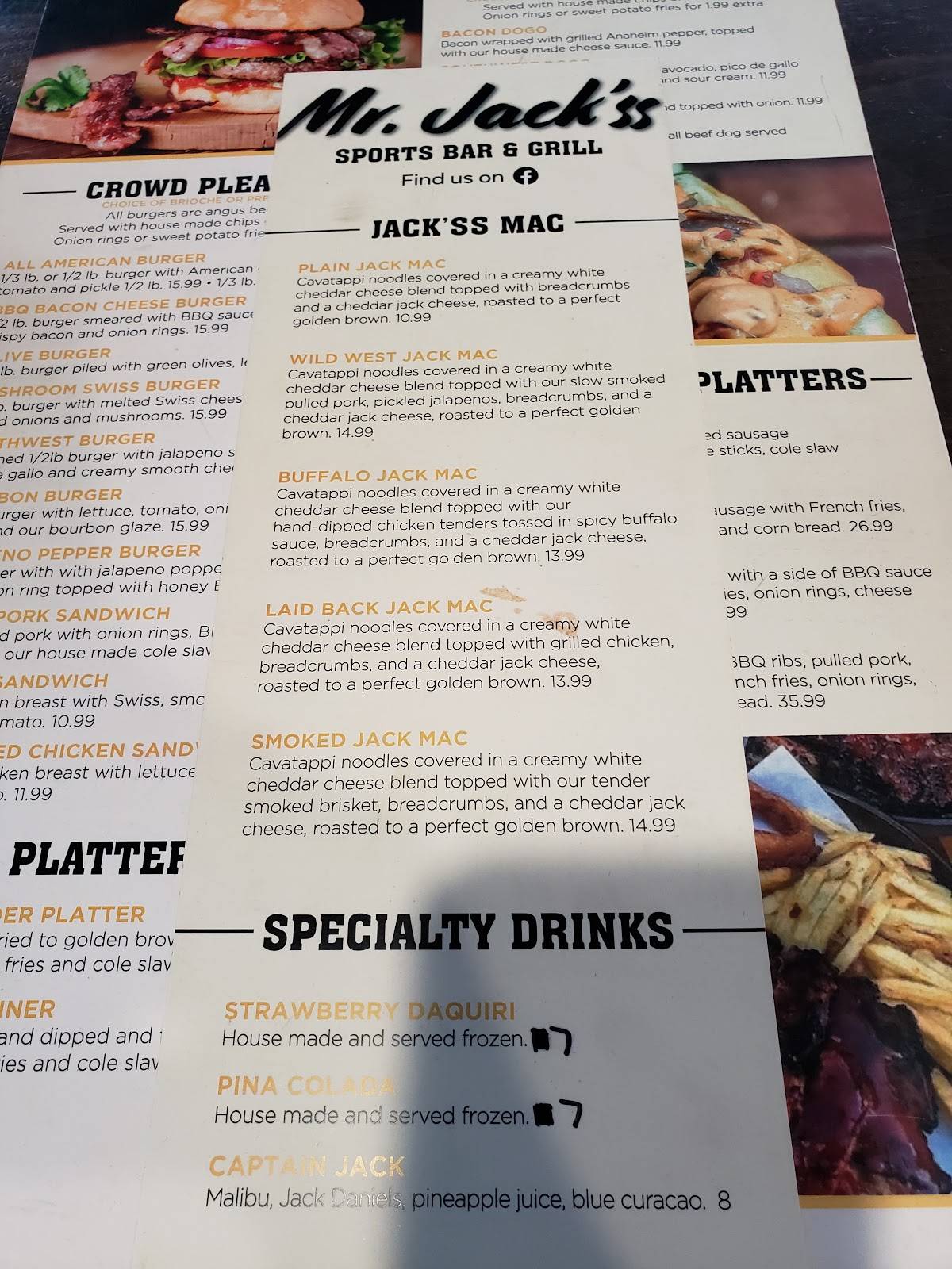 Menu at Mr Jack'ss Sports Bar & Grill, East Tawas