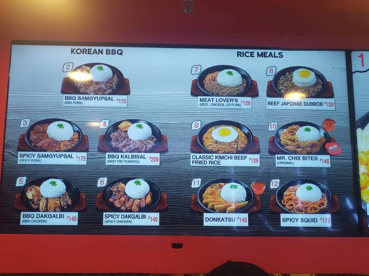 Menu at Mr. Kimbob restaurant, Manila, HXGM+CJF