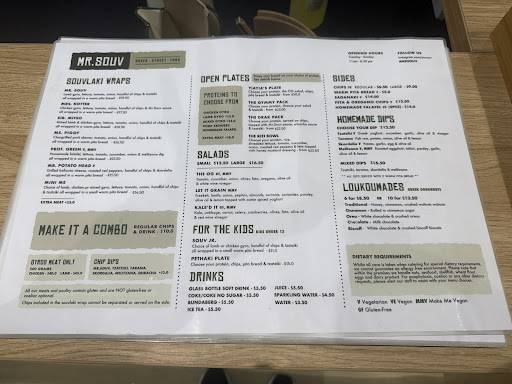 Menu at Mr Souv restaurant, Bundoora