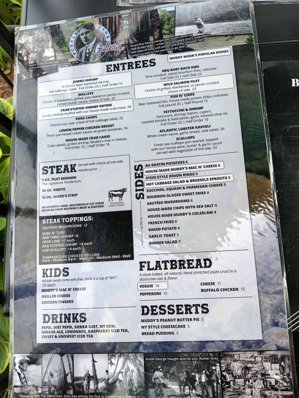 Menu at Muddy Misers Restaurant, Zanesville