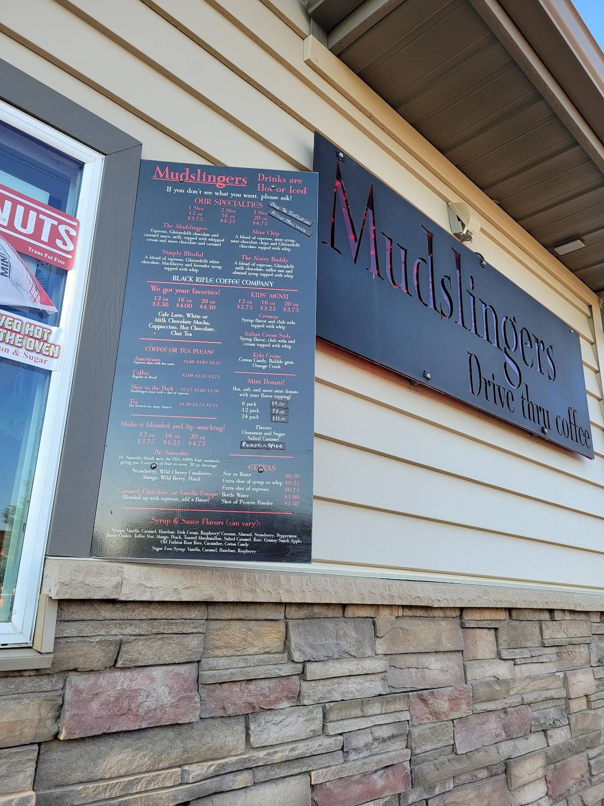 Menu at Mudslingers Drive Thru Coffee, Sheridan