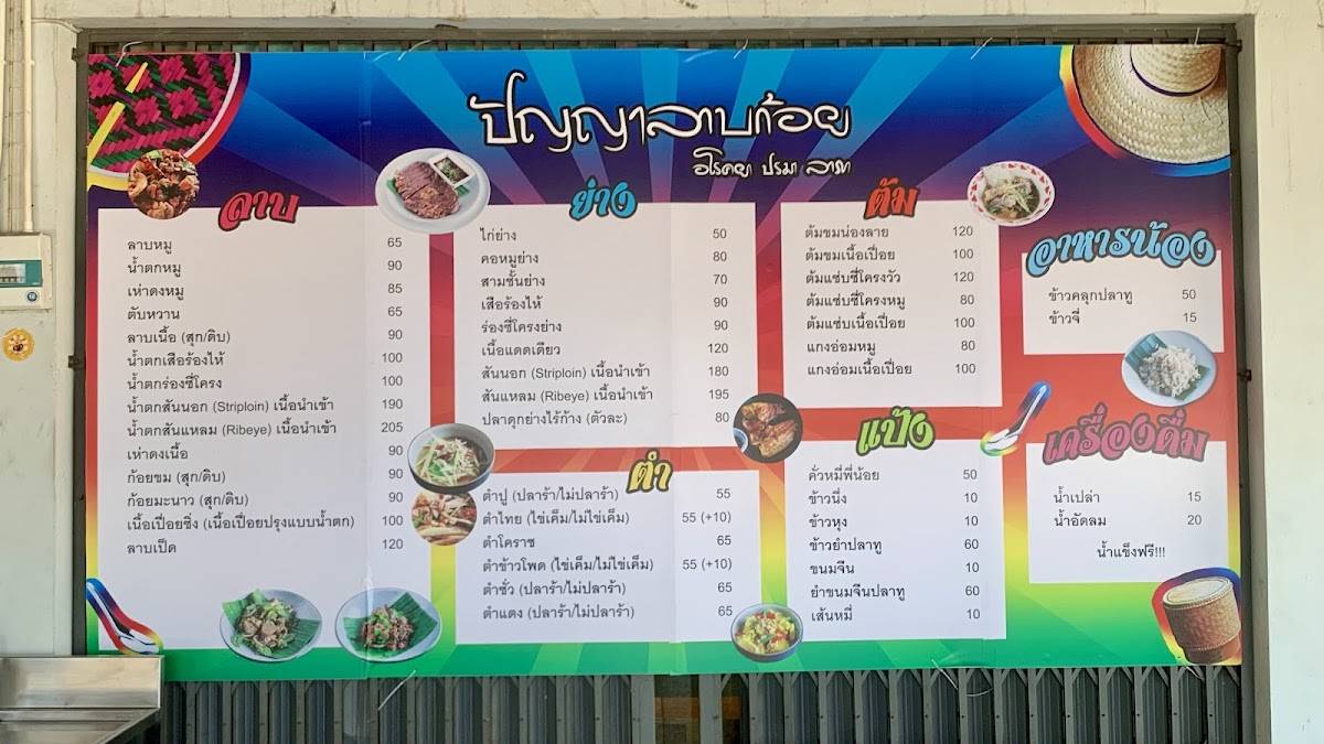 Carta del restaurante ปัญญาลาบก้อย Panya Premium ESAN food, Mueang ...
