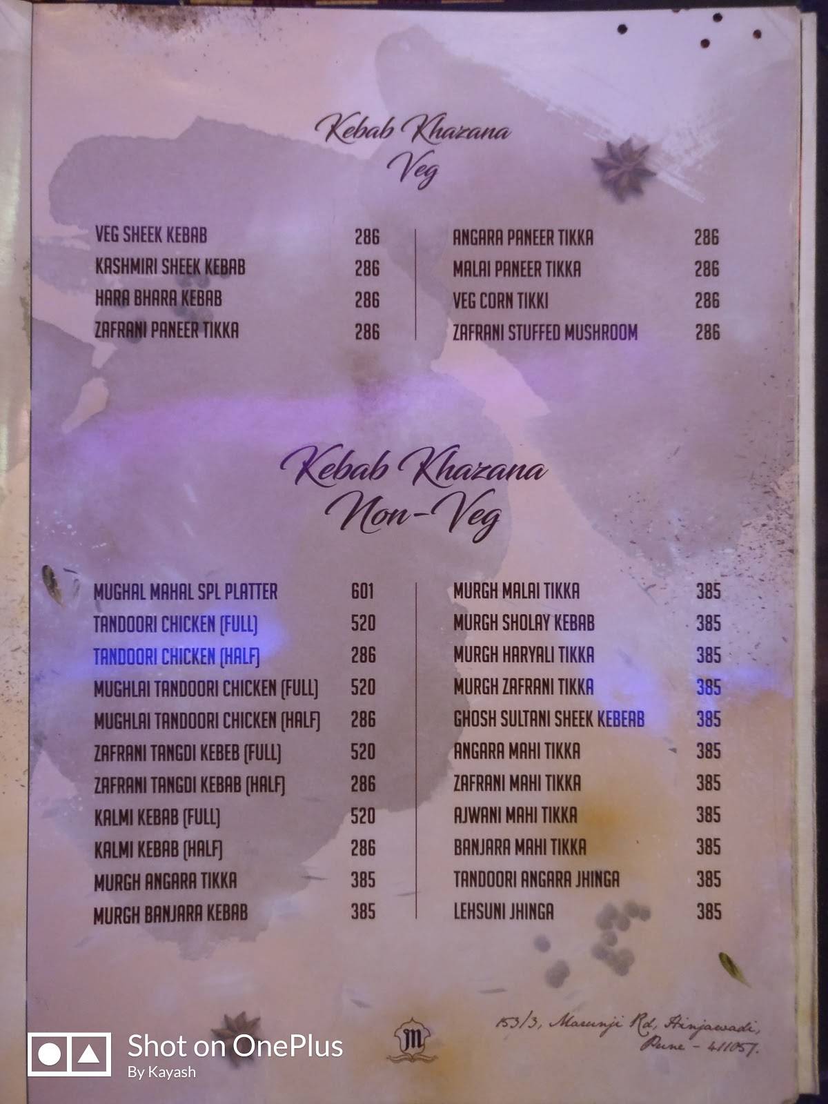 Menu at Mughal Mahal, Pimpri-Chinchwad, 153/3