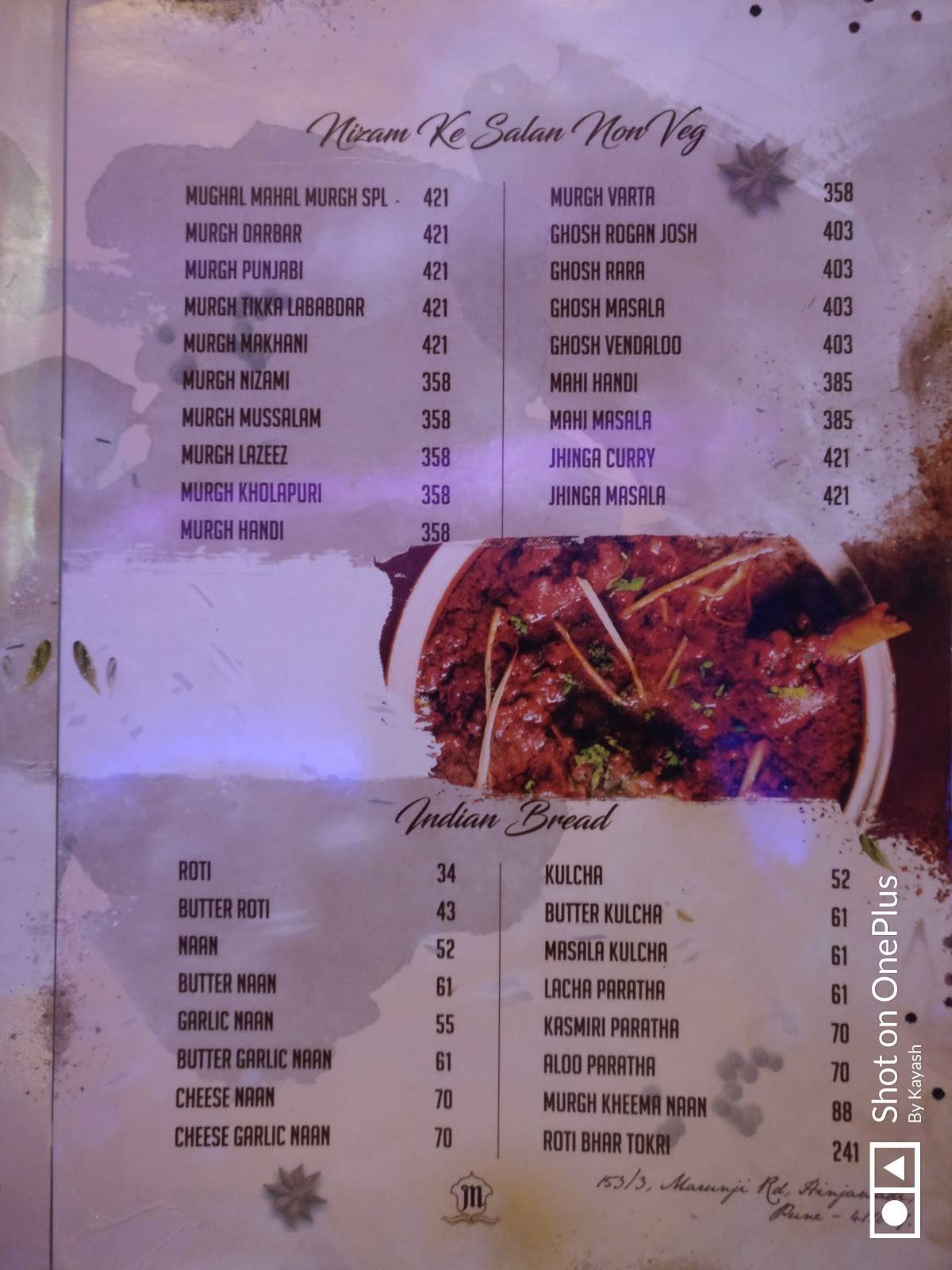 Menu at Mughal Mahal, Pimpri-Chinchwad, 153/3