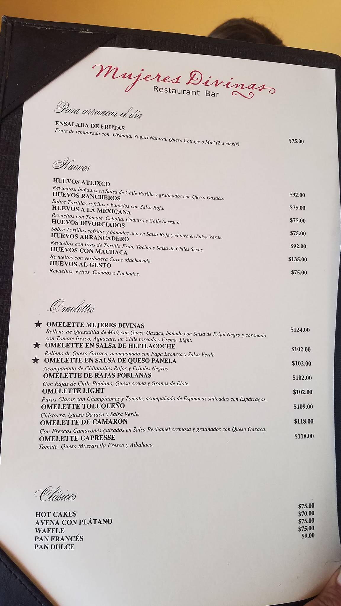 Menu at Mujeres Divinas pub & bar, Tijuana, Blvd. Agua Caliente 12027