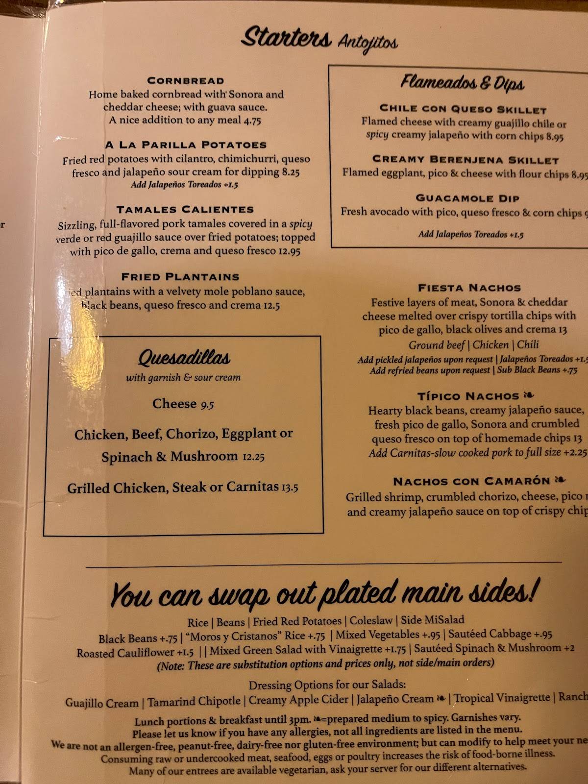 Menu at Antigua Real restaurant, Mukwonago
