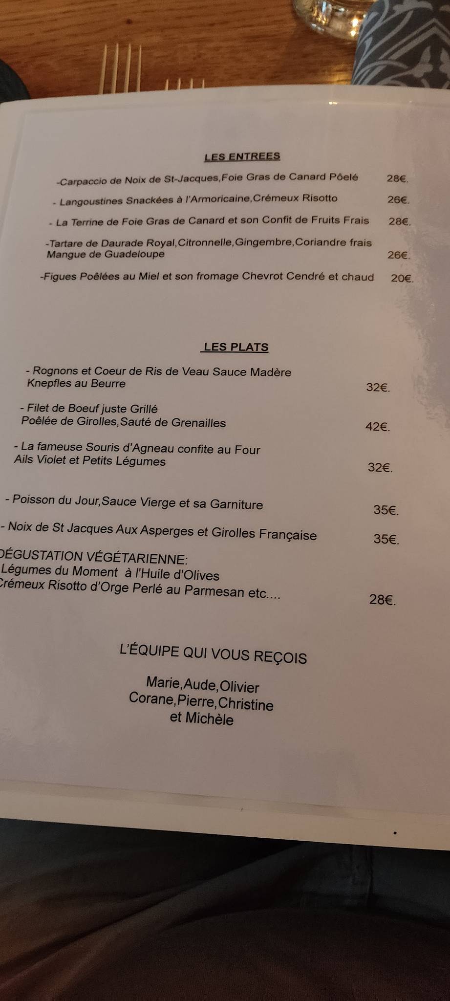 Menu at La Table de Michèle restaurant, Mulhouse
