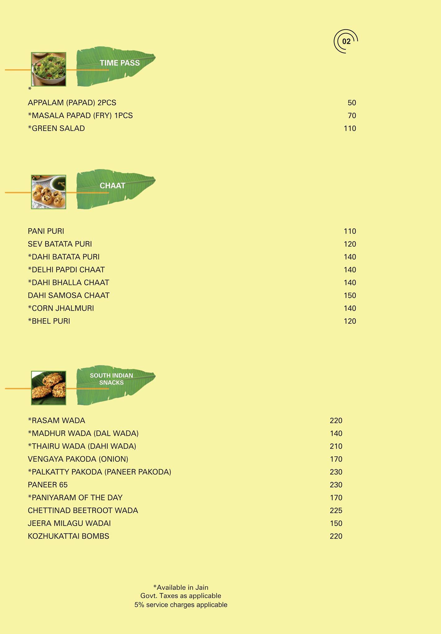 Menu at Banana Leaf, Mumbai, Juhu Versova Link Road