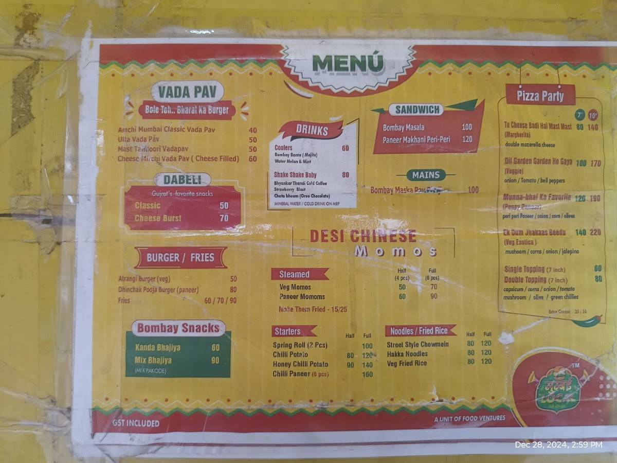 Menu at Mumbai Local RDC, Ghaziabad