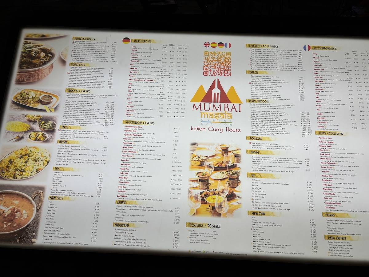 Menu at Mumbai Masala Marina Rubicon restaurant, Playa Blanca
