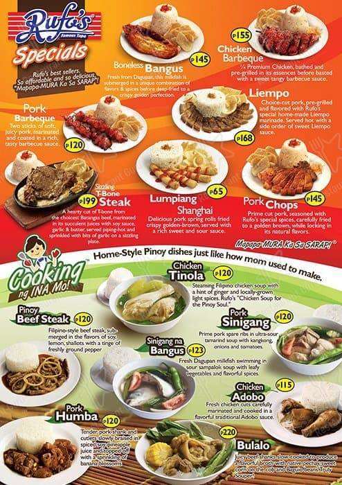 Menu at Rufo's Famous Tapa, Muntinlupa, Upper Ground Floor