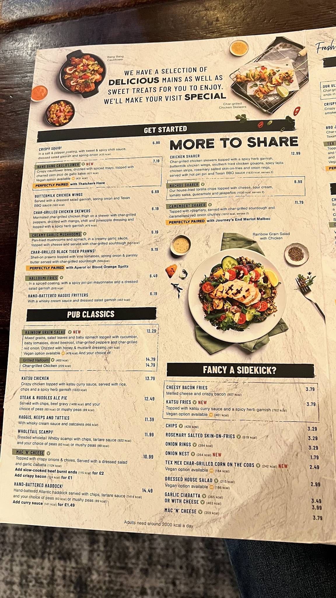 Menu at Cuddie Brae pub & bar, Musselburgh