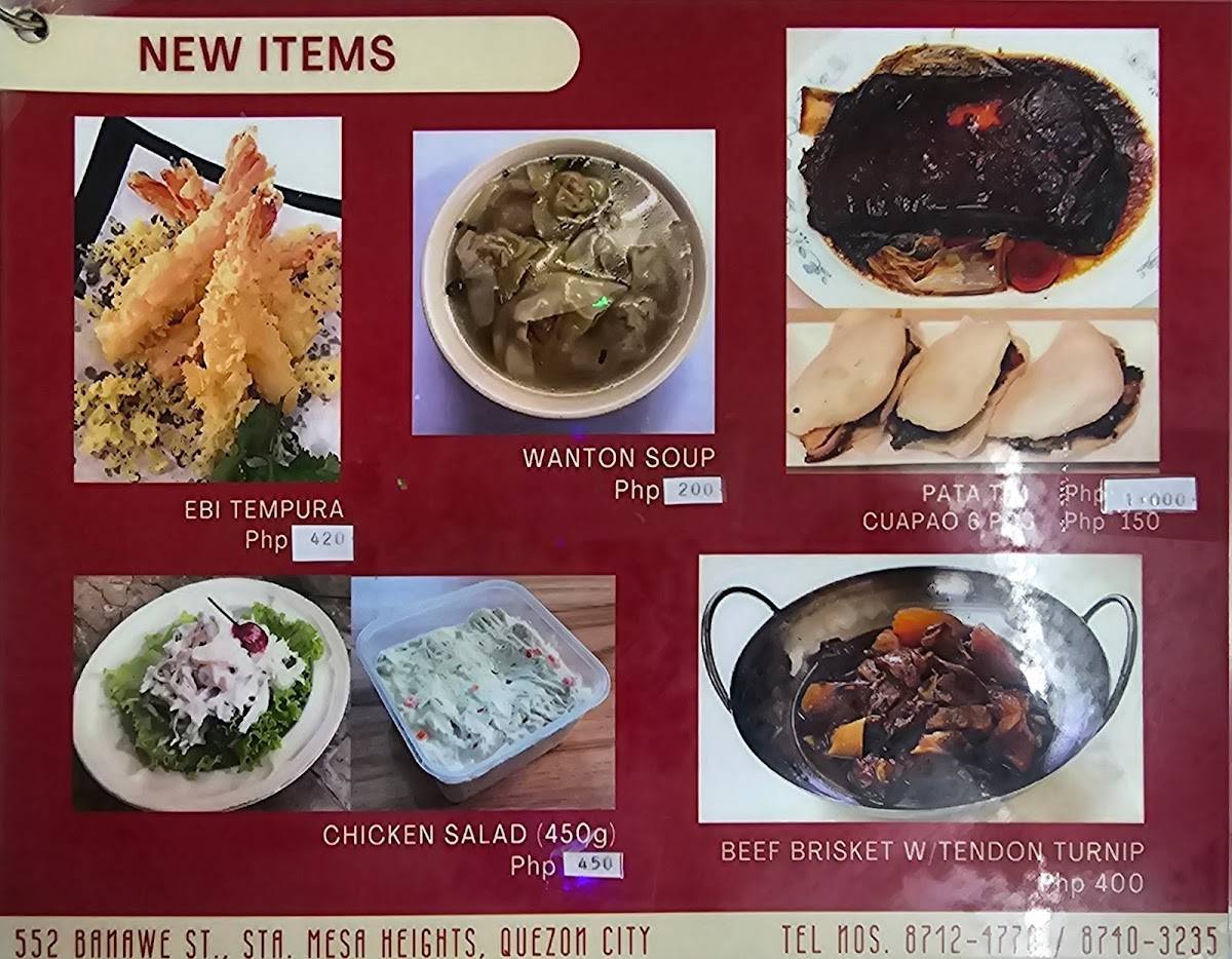 Menu at Muy Hong restaurant, Quezon City