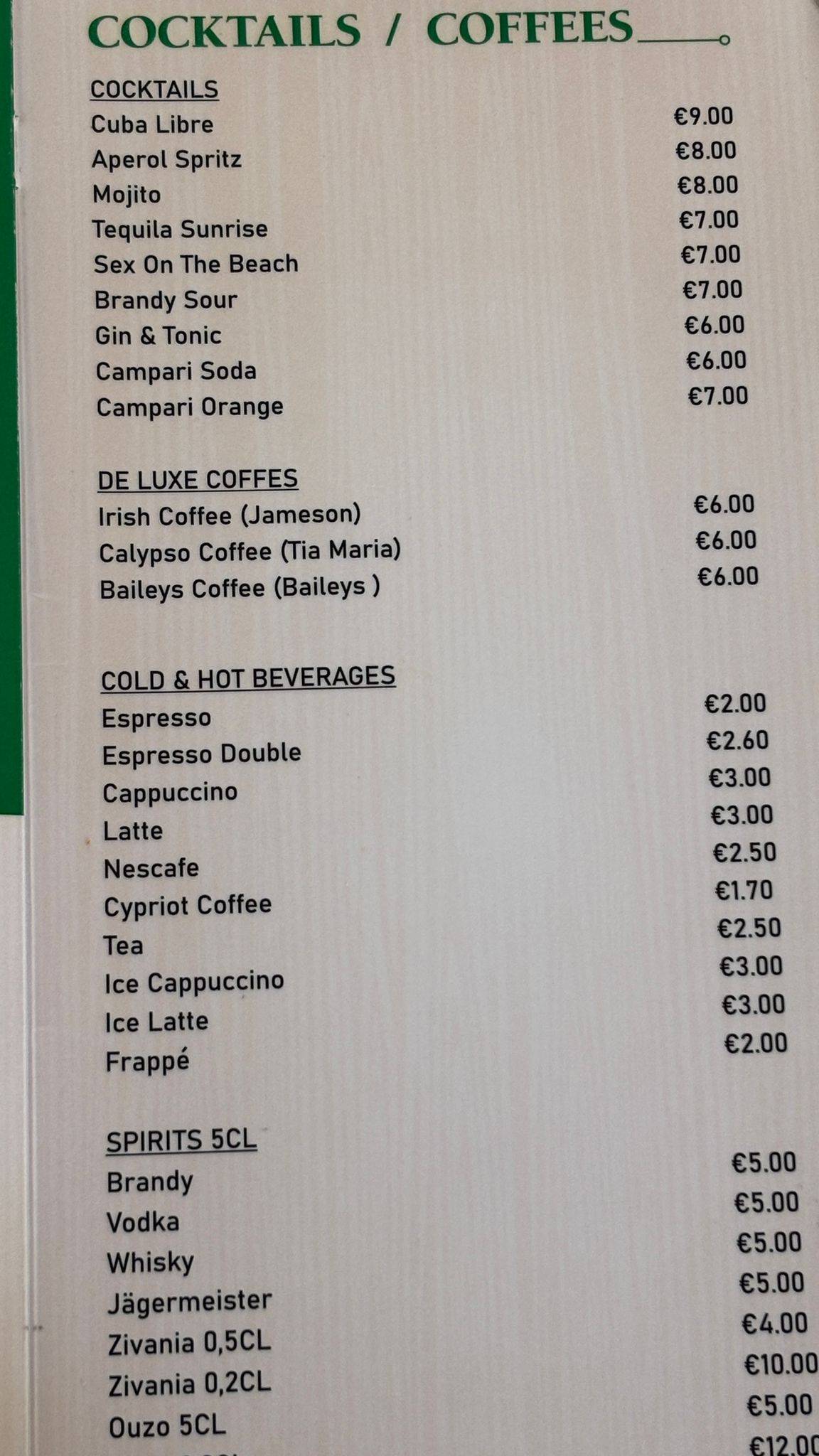 Menu at My Mamma Mia, Argaka