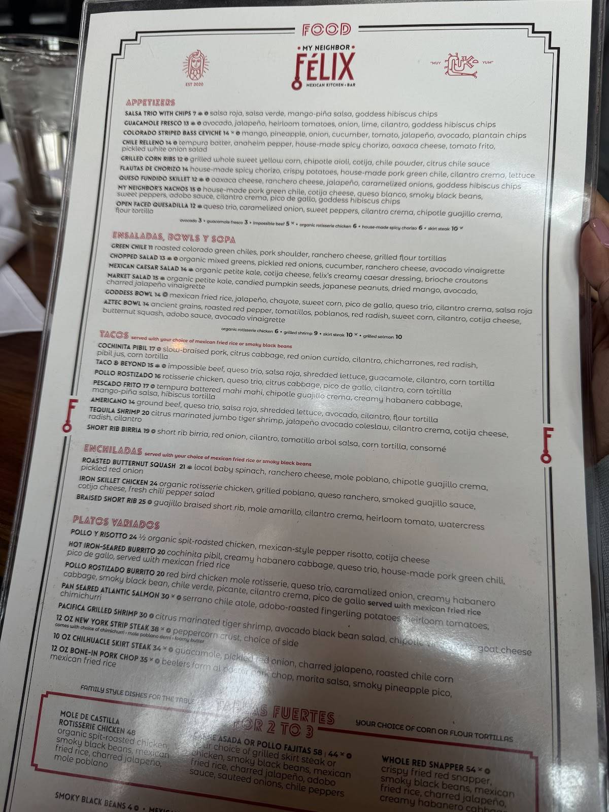 Menu at My Neighbor Felix Centennial pub & bar, Centennial