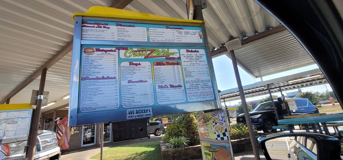 Menu at Myers Cruizzers Drive-In restaurant, Mena, 409 U. S. Hwy 71