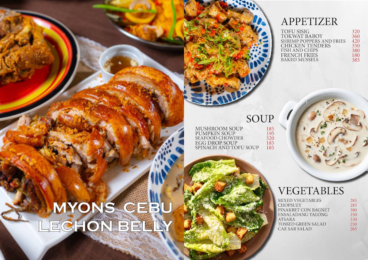 Menu at Myons Cuisine restaurant, Quezon City