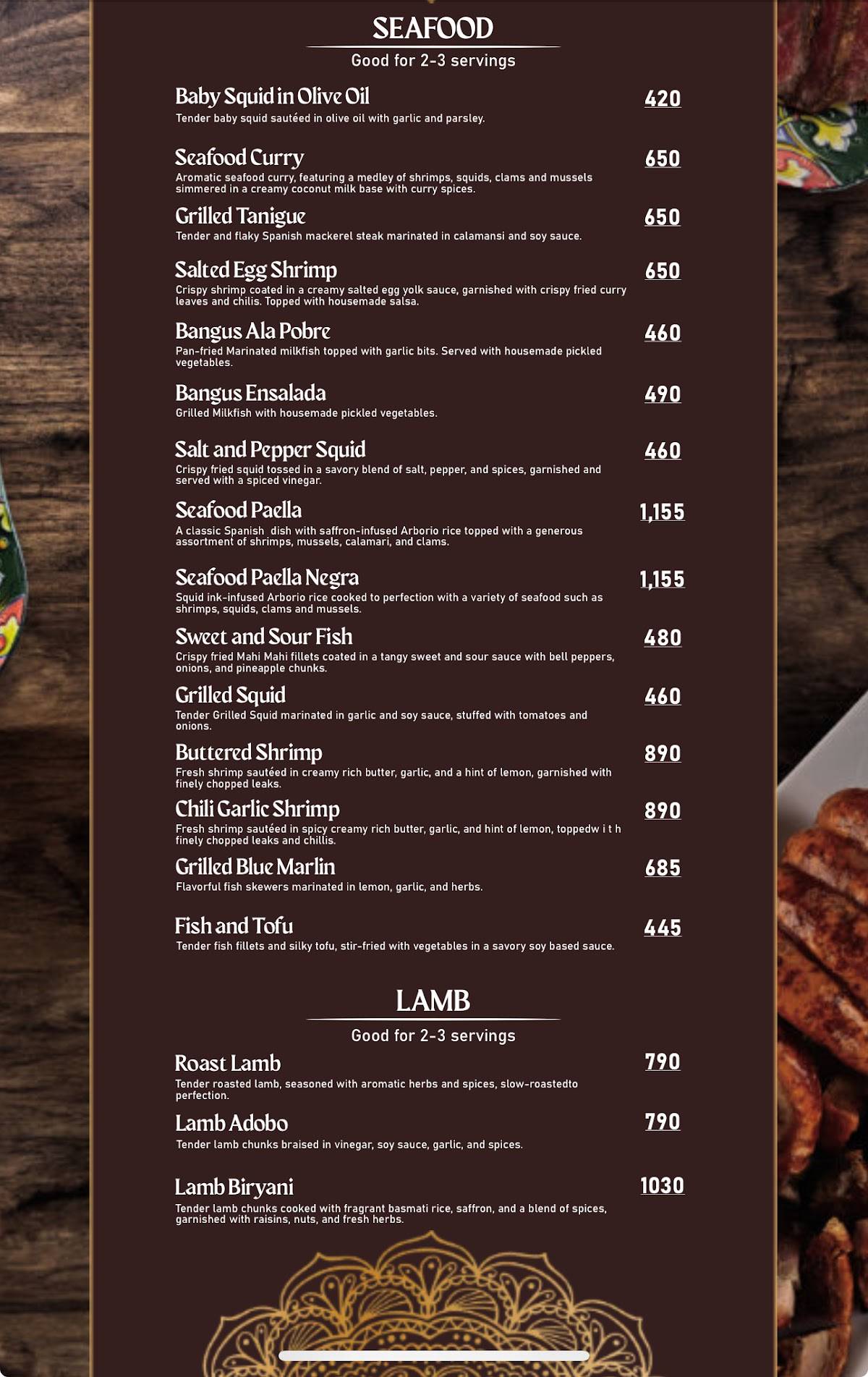 Menu at Myons Cuisine restaurant, Quezon City