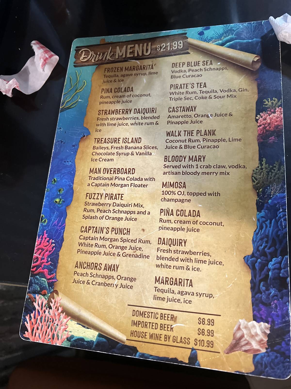 Menu at Hooks Calabash Seafood Buffet restaurant, Myrtle Beach, N Kings Hwy