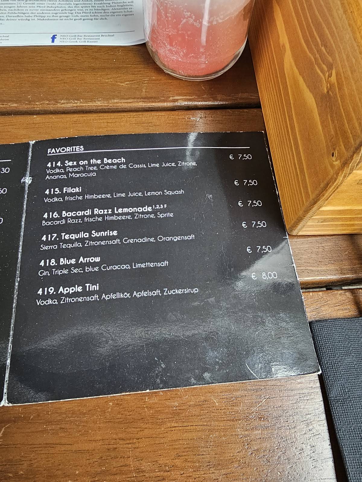 Speisekarte von NEO Greek Grill Bar, Rastatt