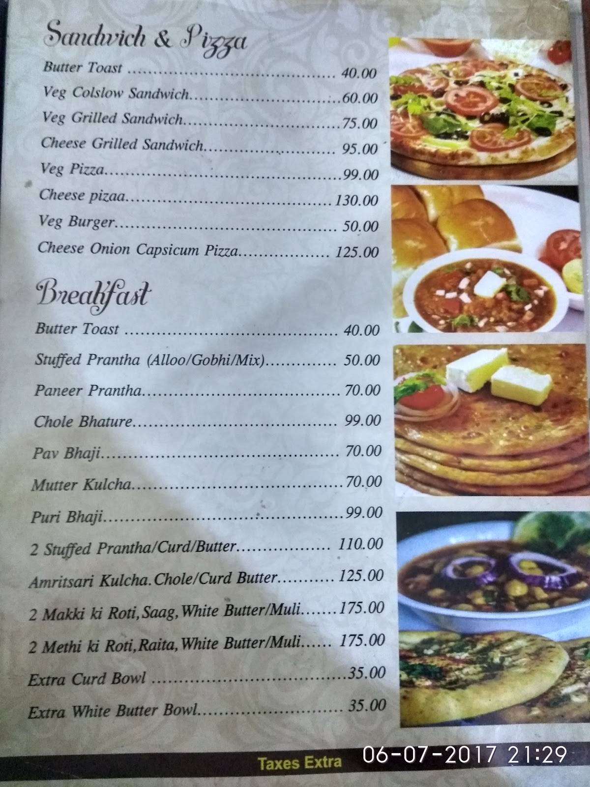 Menu at NRI Haveli Balachaur Punjab, Mohra