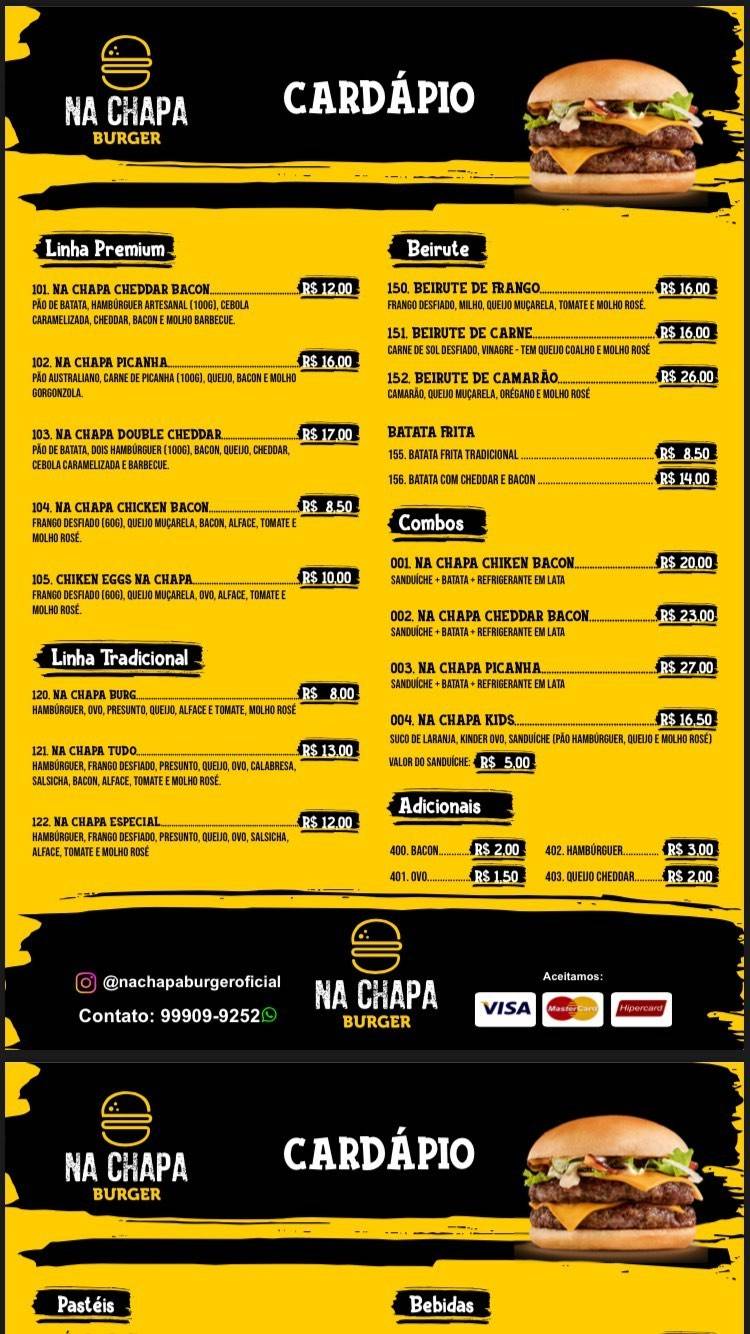 Menu em Na Chapa Burger, Parnamirim