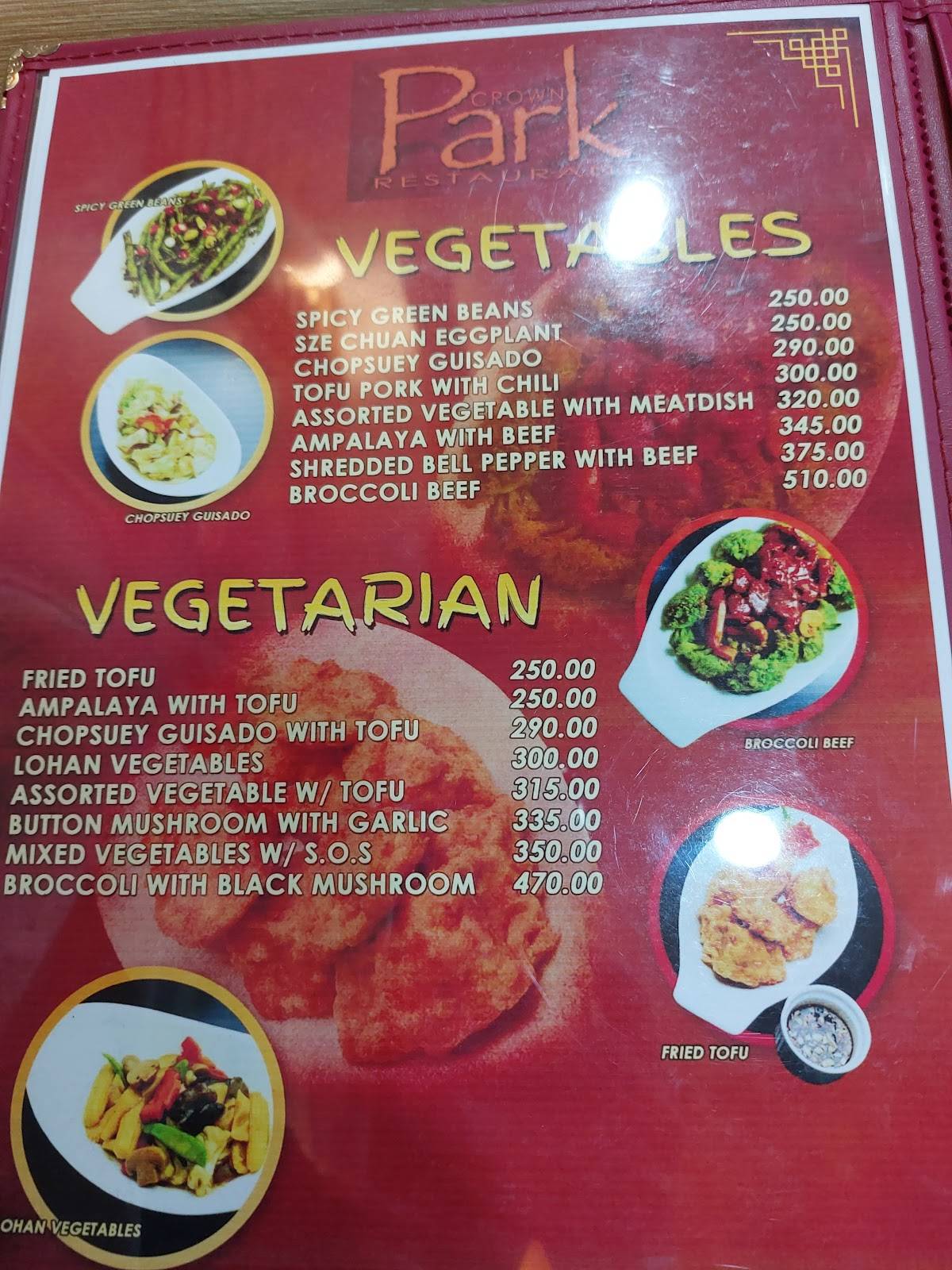Menu at Crown Park Restaurant, Naga, First floor Crown Hotel P. Burgos ...