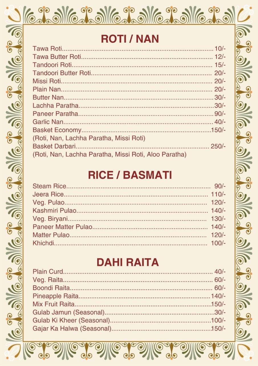 Menu at Naivedyam Restaurant, Udaipur