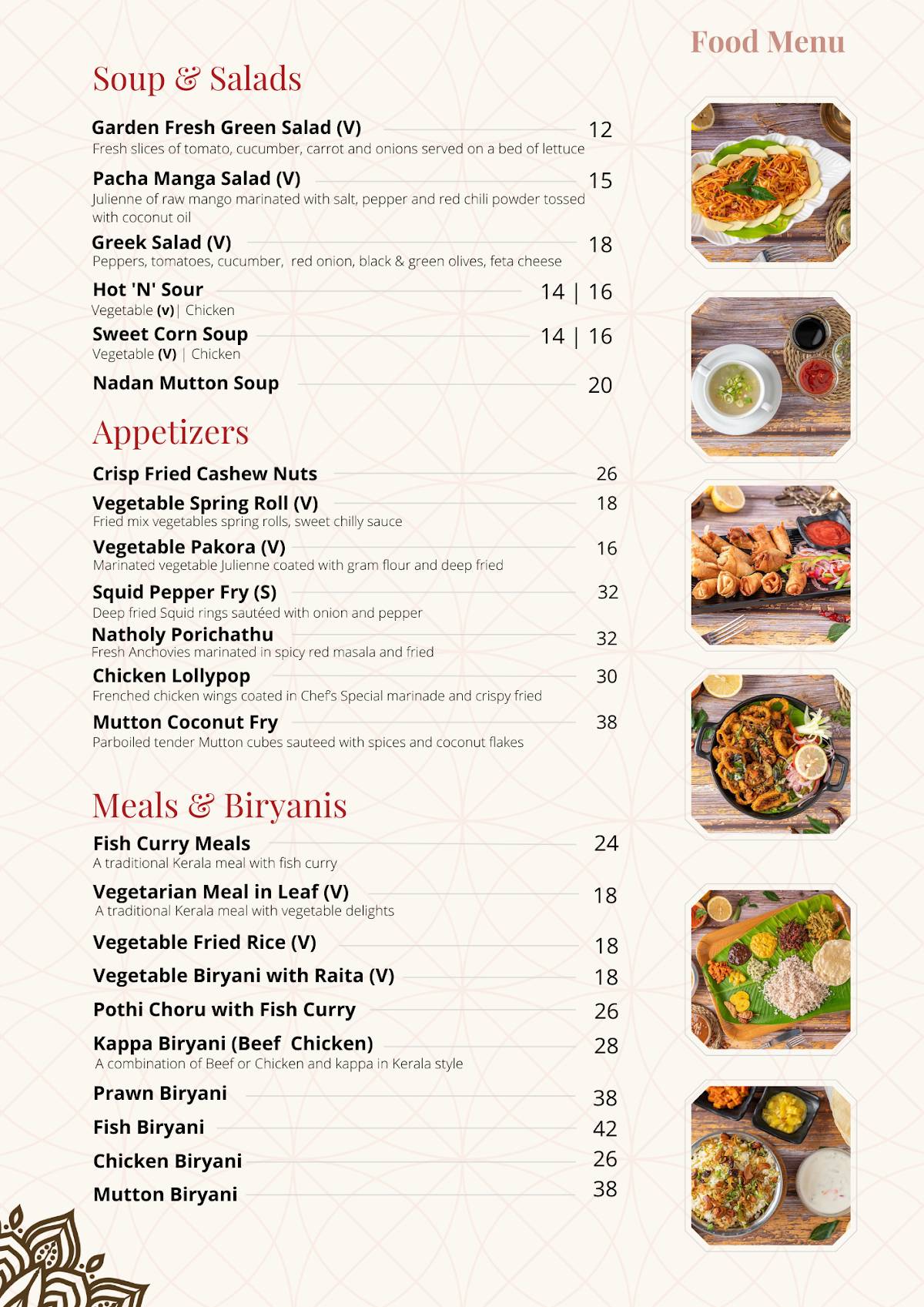 Menu at Nalukettu Restaurant, Ajman, Holiday Beach Club