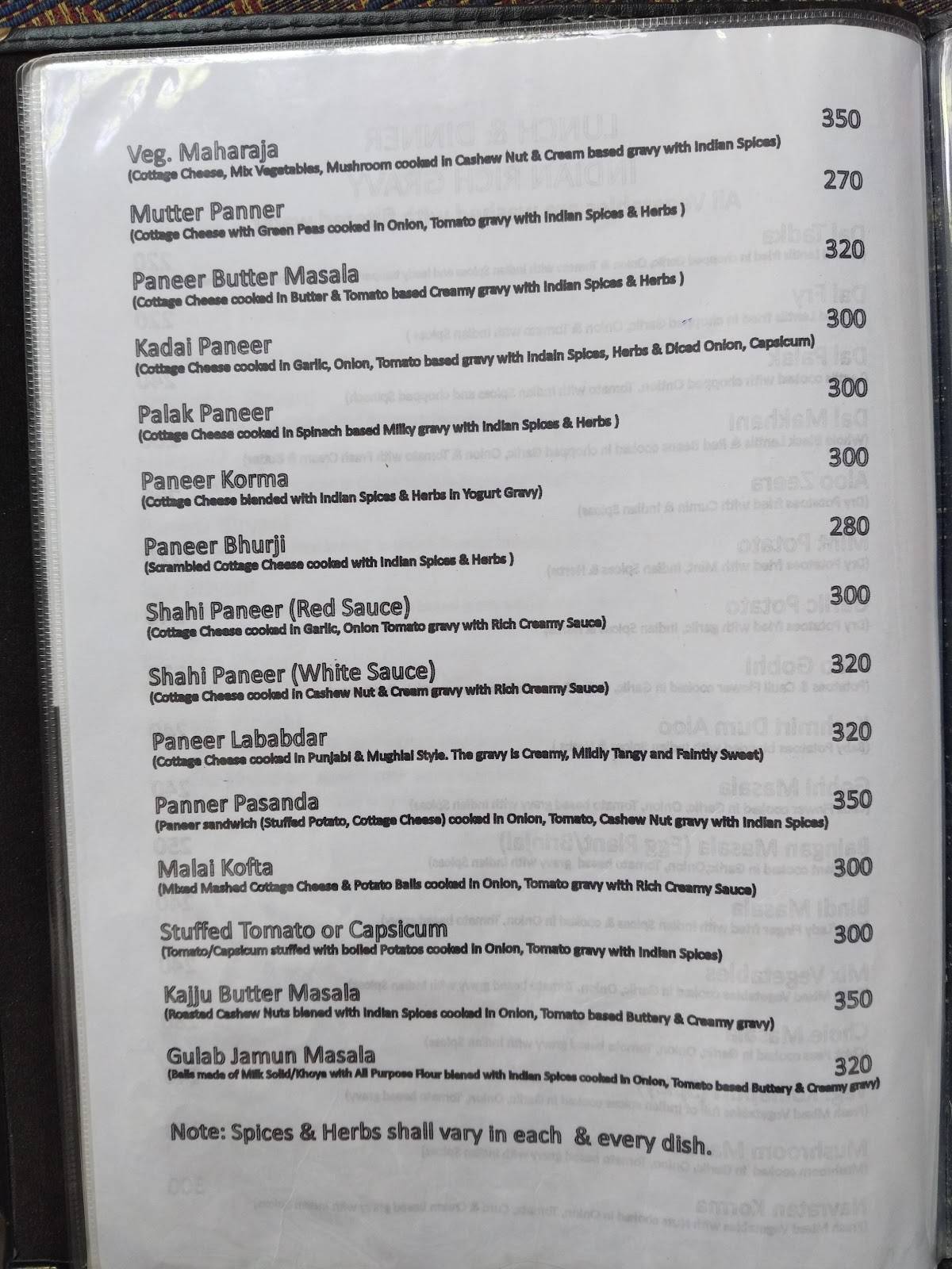 Menu at Namaste Cafe Rooftop Restaurant, Jodhpur