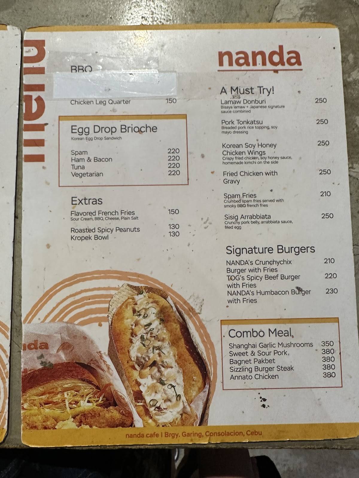 Menu at Nanda Cafe Consolacion, Consolacion