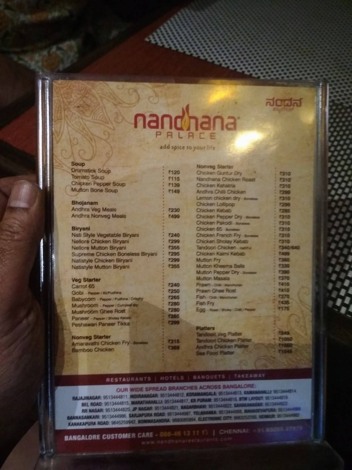 Menu at Nandhana Palace - Andhra Style - New Bel Road, Bengaluru, First ... Menu at Nandhana Palace - Andhra Style - New Bel Road, Bengaluru, First ...