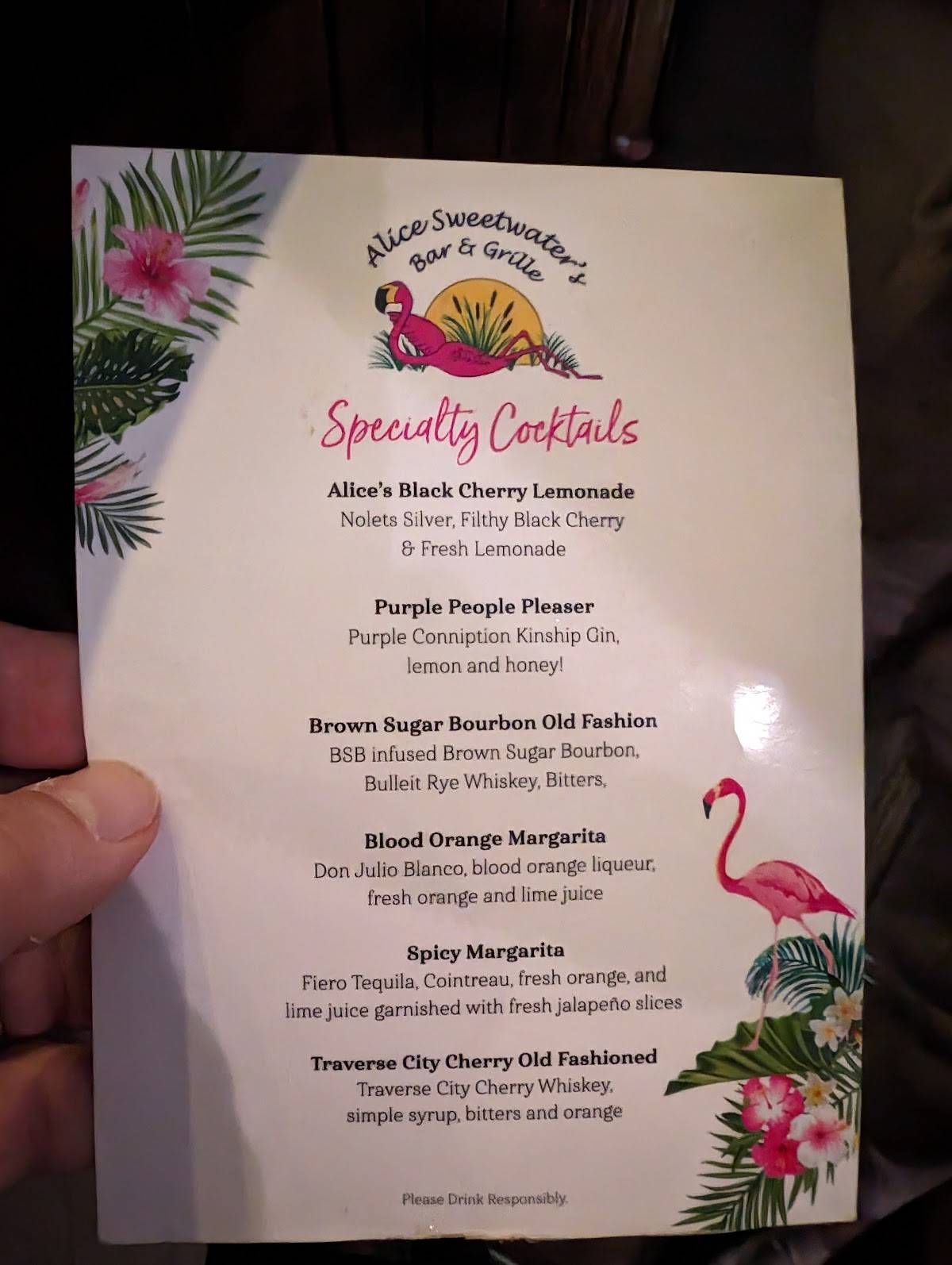 Menu at Alice Sweetwater's Bar & Grille, Naples