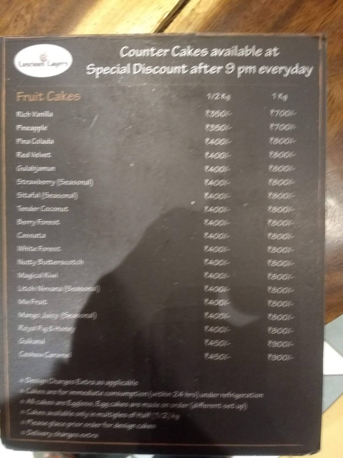 Menu at Luscious Layers, Nashik, ground floor